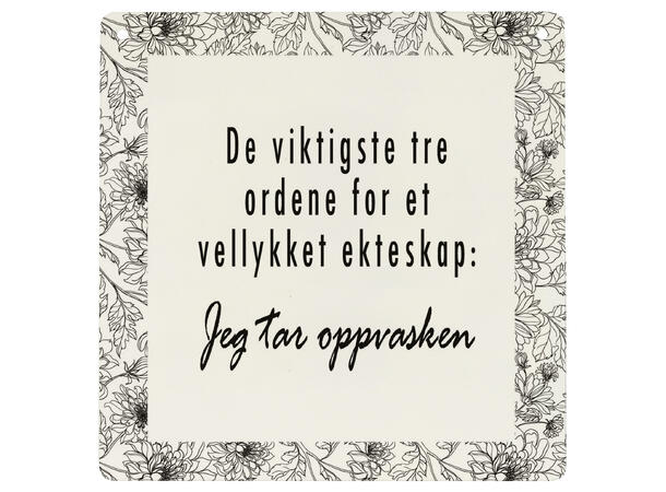 Skilt firkantet lite Tre ord om oppvask 15,5x15,5cm Metall ...